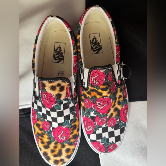 Vans | Shoes | Vans Multicolor Floral Checkered Slipons | Poshmark